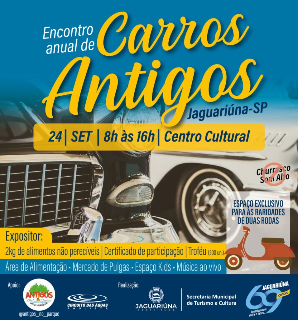 Centro Cultural de Jaguariúna recebe encontro anual de carros antigos
